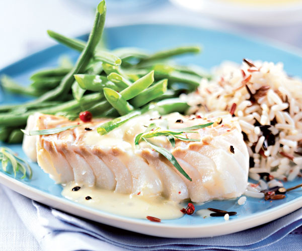 Easy recipe: Cod fish with wild rice and green beans